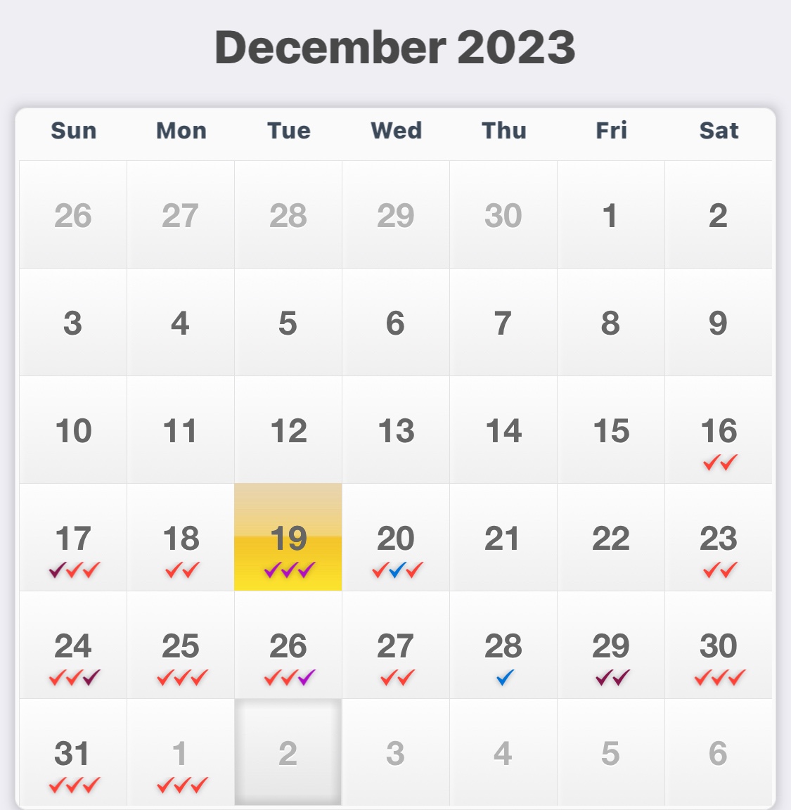 Workout Calendar For December – Being DSM